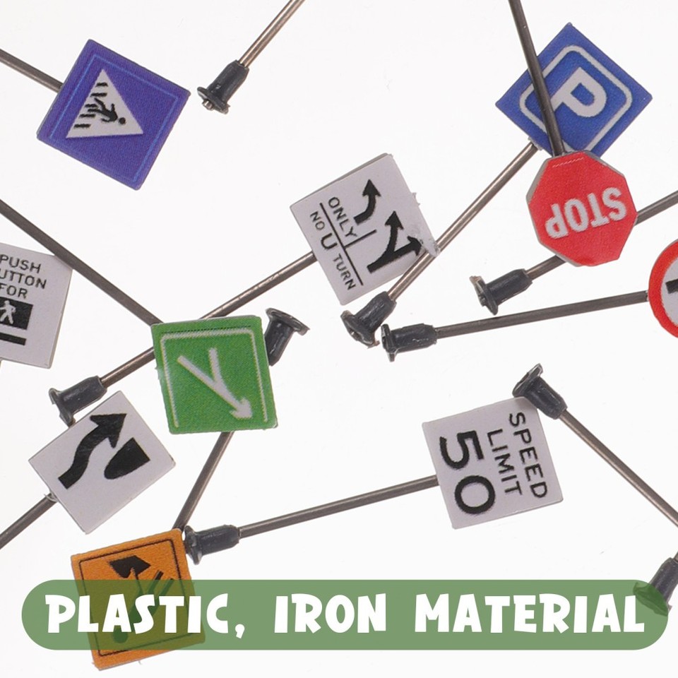 14 Pcs Miniature Road Plastic Sign Models Traffic Toy Signs | eBay ...