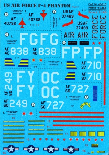 Print Scale Decals 1/48 U.S. AIR FORCE F-4 PHANTOM II Jet Fighters Part ...