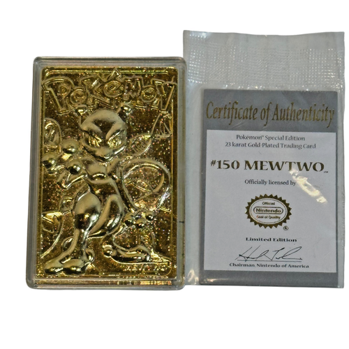 Pokemon 23K Gold Plated #150 Mewtwo Trading Card 1999 Burger King *Note ...