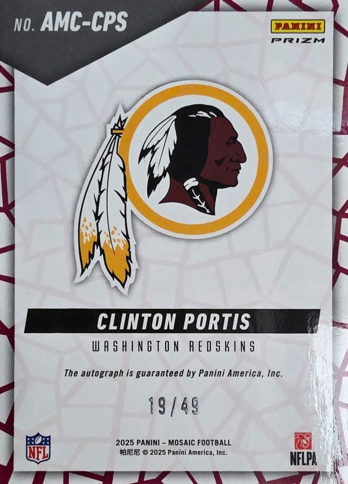 2025 Panini Mosaic Prism Numbered Card 19/49 - Clinton Portis #AMC-CPS ...