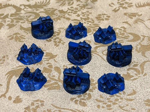 Catan 3D Edition Blue Player Settlement/City Miniature x9 Official Game ...