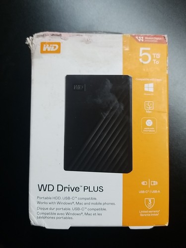 WD DRIVE PLUS 5TB PORTABLE HARD DRIVE | eBay