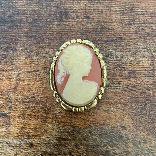 Vintage Cameo Brooch Pin Fine Lady Silhouette Face Pink Elegant | eBay