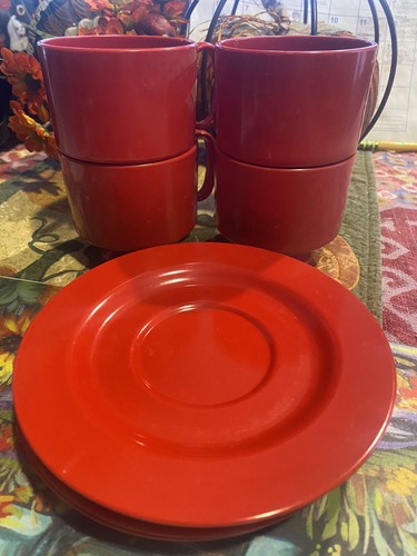 ONEIDA Vintage #3124 DELUXE saucers/cups RED | eBay