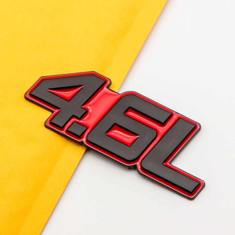 3D Metal Black & Red 4.6L Engine Logo Car Emblem V6 V8 Sport SUV Badge ...