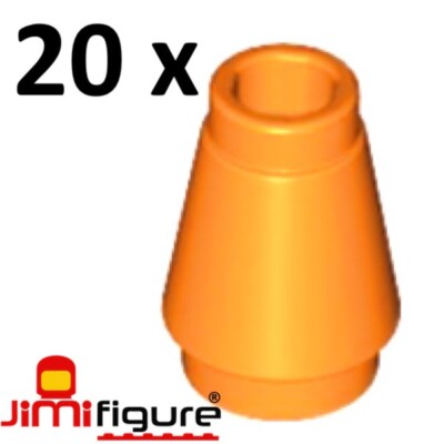 NEW 20 x LEGO Cone Round 1x1 with Top Groove Bright Orange 4589b Nose ...