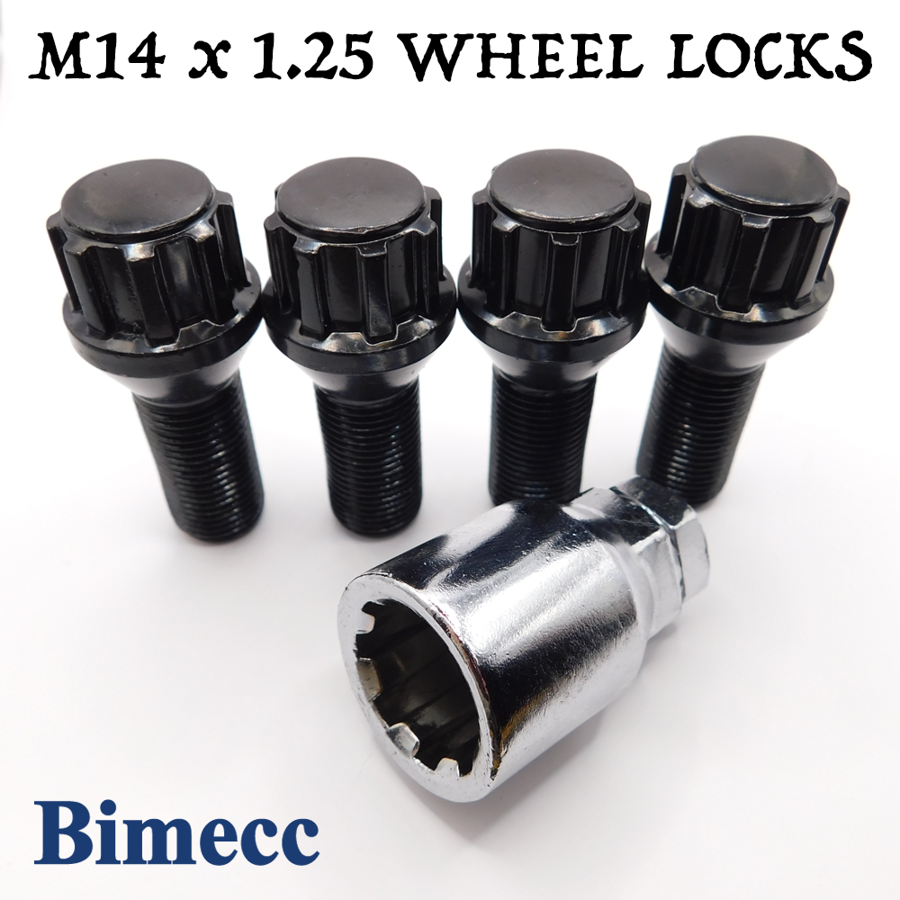 Locking Wheel Bolts M14x1.25 27mm Bimecc Black For BMW 4 Series F36 F32 ...