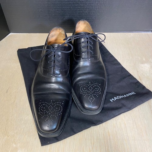 Magnanni Gerardo Size 9 Black Leather Oxford Derby Men's Shoes VERY ...
