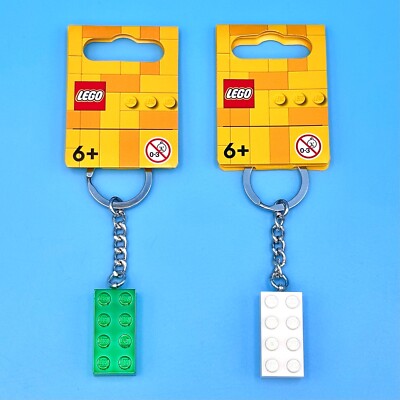 LEGO Metallic Green + White Iridescent 2x4 Stud Brick Keychain Set ...