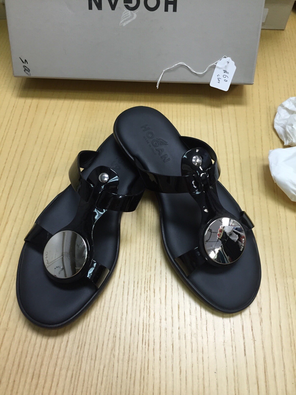 Hogan, Woman’s, Sandals, Black, Flat, Leather, With B… - Gem