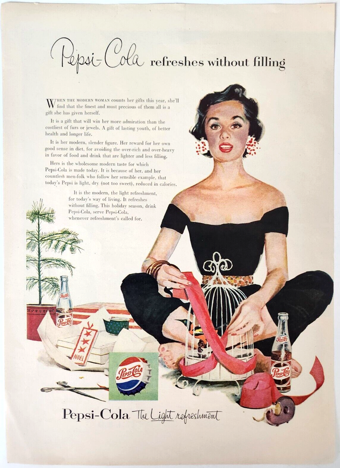 Pepsi Christmas Wrapping Vintage 1954 Magazine Print Ad Glass Bottle ...
