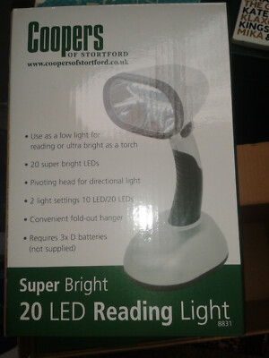 Super bright 20 led reading light Battery operated 2 pack Coopers of ...