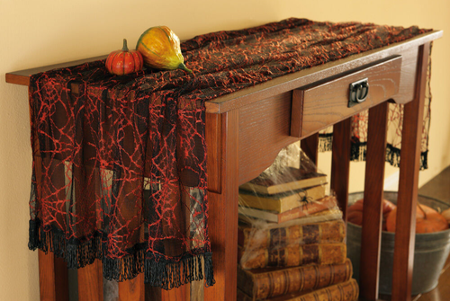 Halloween Decoration Lace Spider Web Table Runner Linens Orange & Black ...