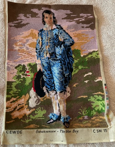 The Blue Boy Denmark Gainsborough Vintage Completed Wool Needlepoint ...