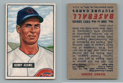1951 Bowman # 288 Bobby Adams Cincinnati Reds High # ( vg/cr ) | eBay