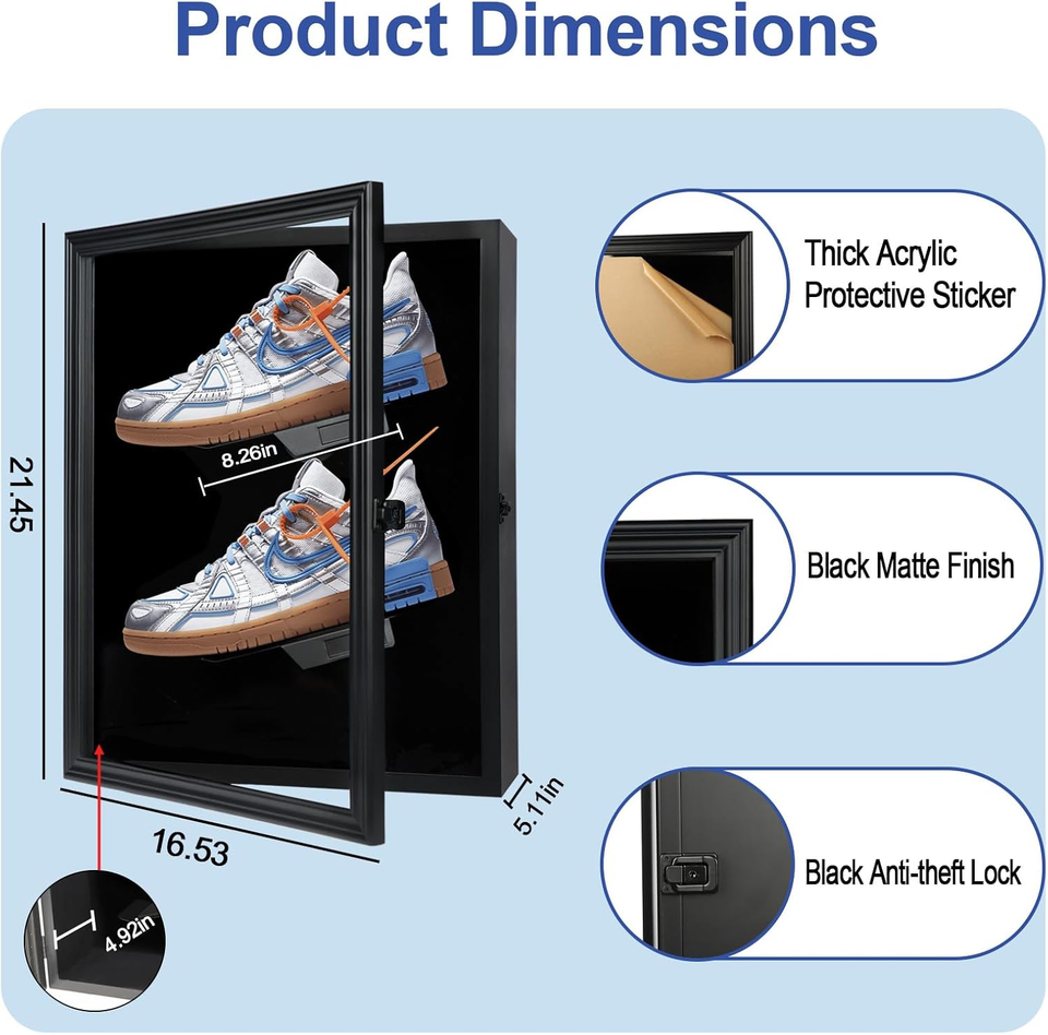 Shoe Display Case Memorabilia Display Case Shoe Wall Mount Wooden ...