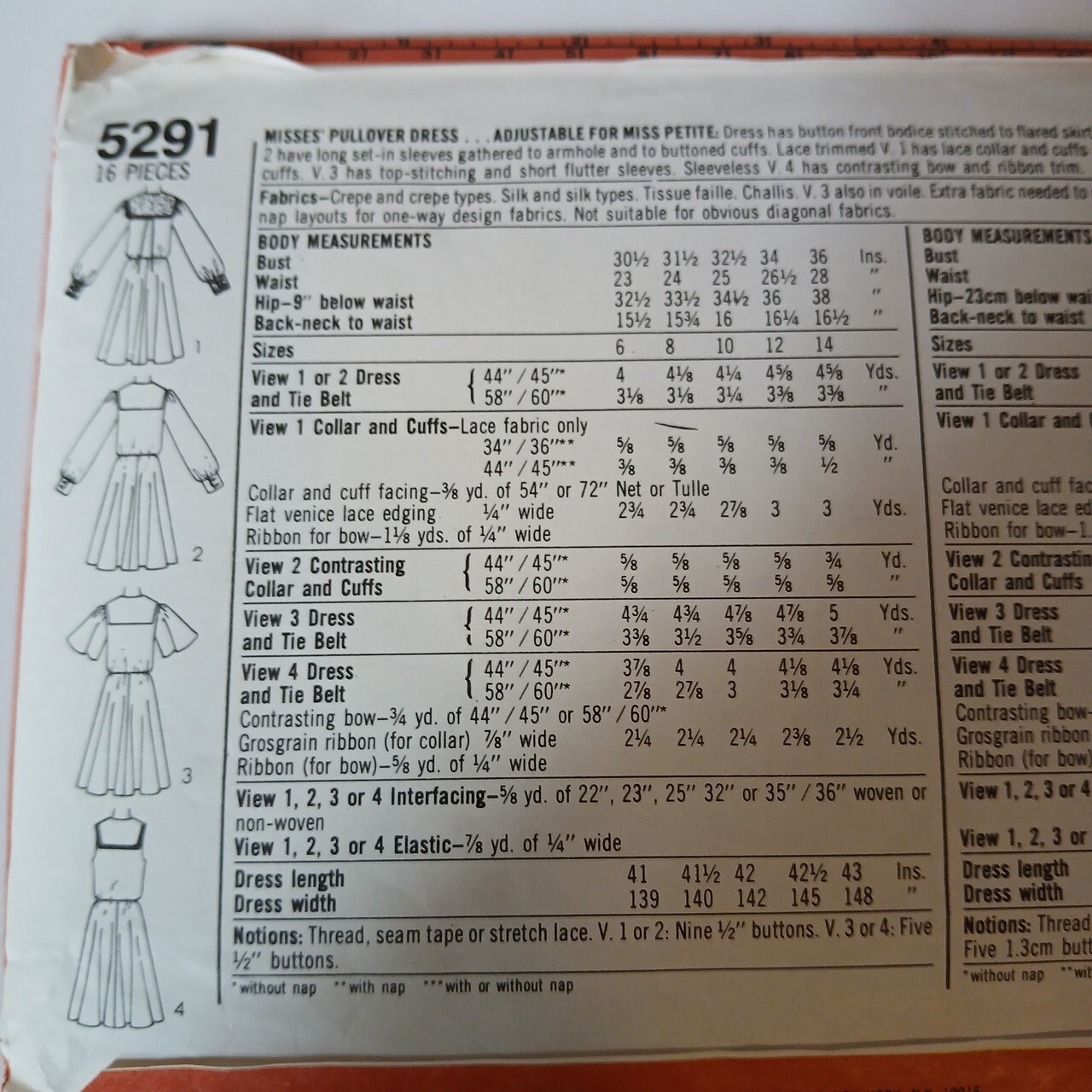 Simplicity 5291 Puritan Collar Variation Dress Pockets Miss 6-8 VTG ...