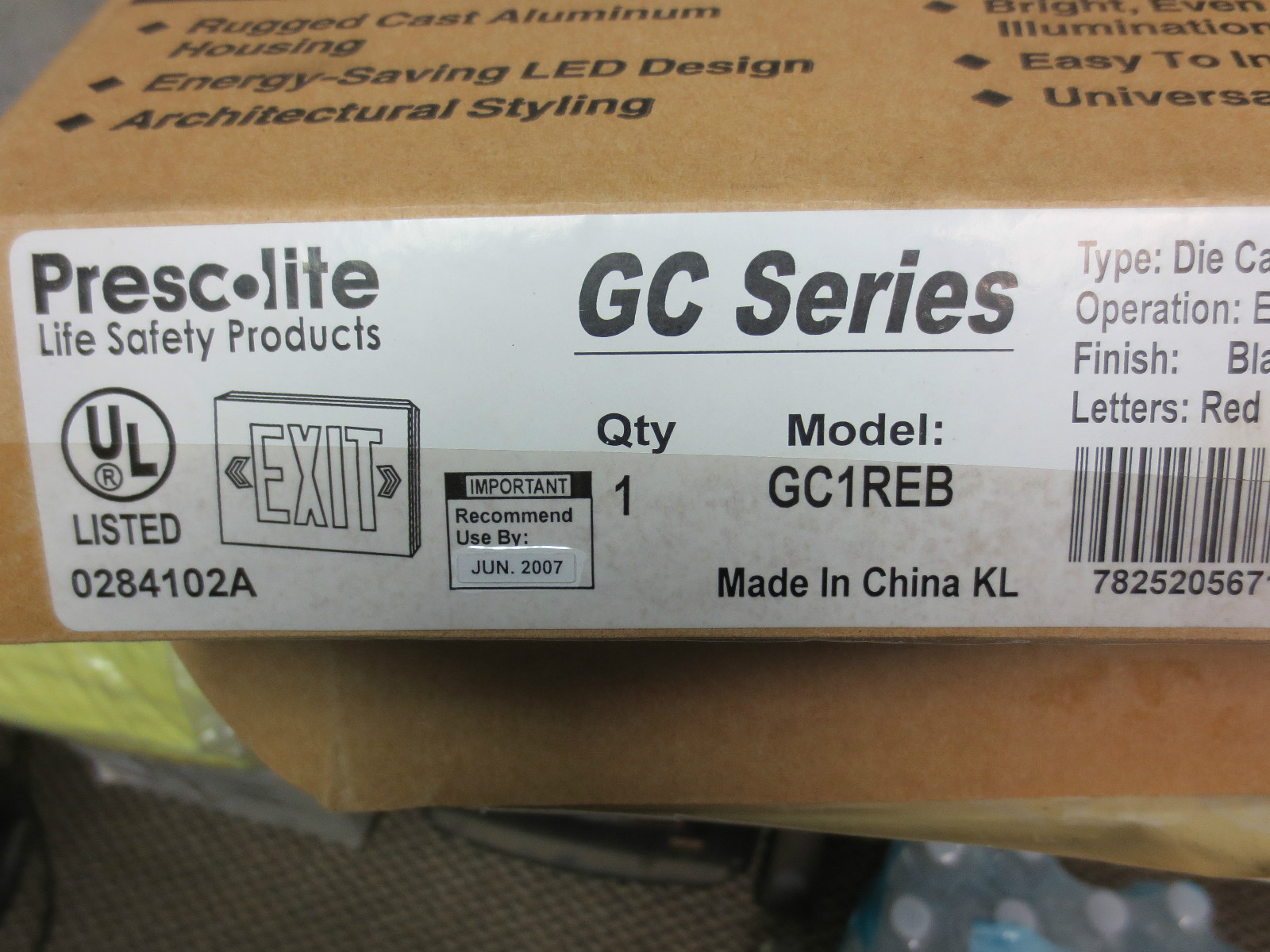 PRESCOLITE GC1REB GC SERIES CAST ALUMINUM LED EXIT SIGN - RED LETTERS ...