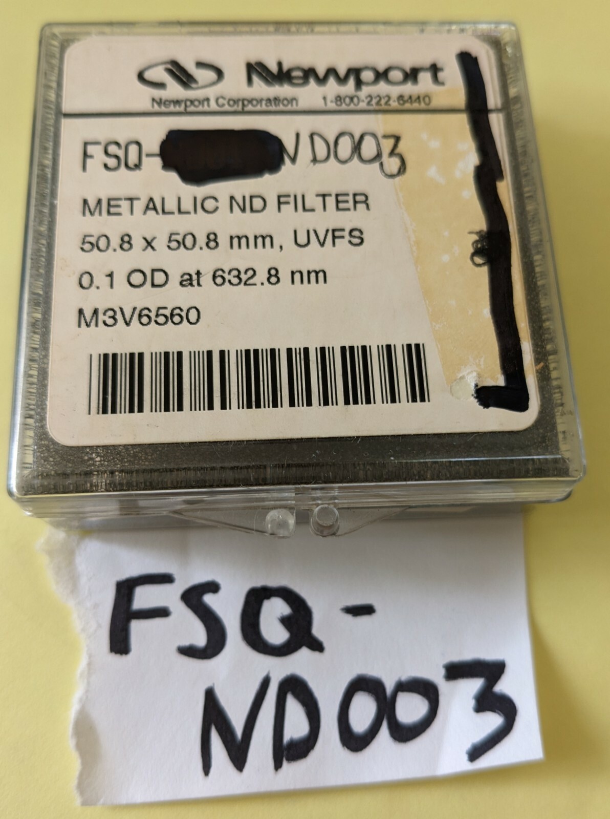 NEWPORT FSQ-ND003 50.8X50.8mm UVFS 0.3 OD at 632.8nm Metallic ND Filter ...
