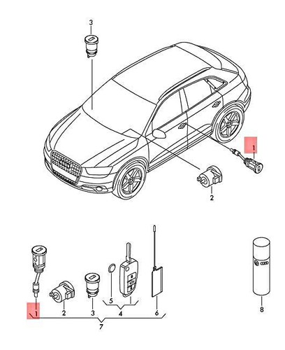 Genuine AUDI Q3 RSQ3 84B 84G 8UB 8UG Lock Cylinder With Housing 107837167CC | eBay