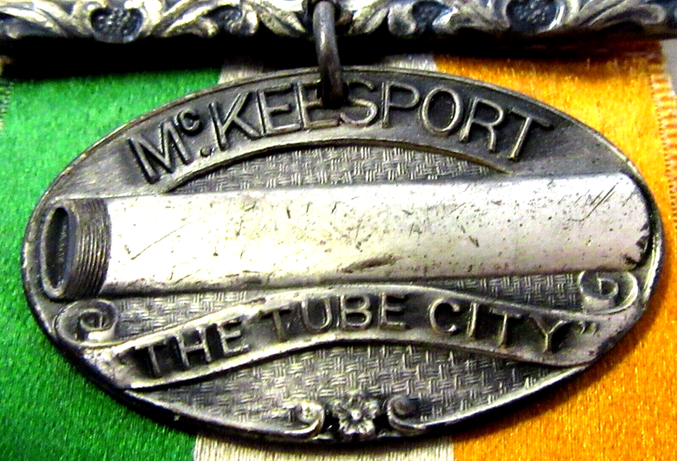 1931 McKEESPORT THE TUBE CITY Pennsylvania pinback medal ribbon badge ...