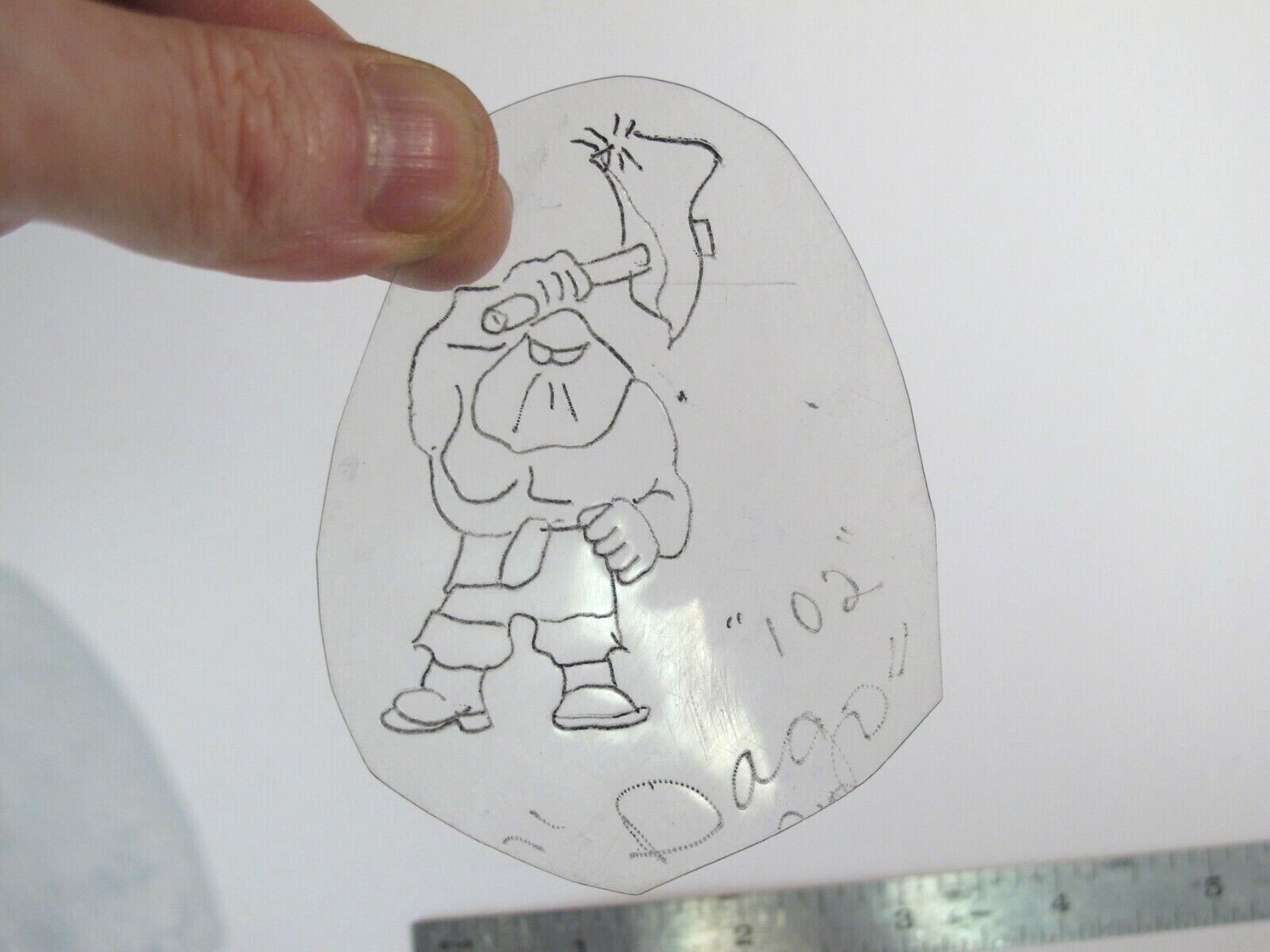 vtg 1960s 70s Tattoo Flash acetate stencil Cartoon Executioner signed ...