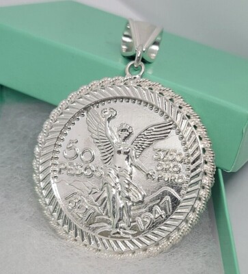 925 Sterling Silver Coin Bezel 37mm Centenario 50 Peso Replica ...