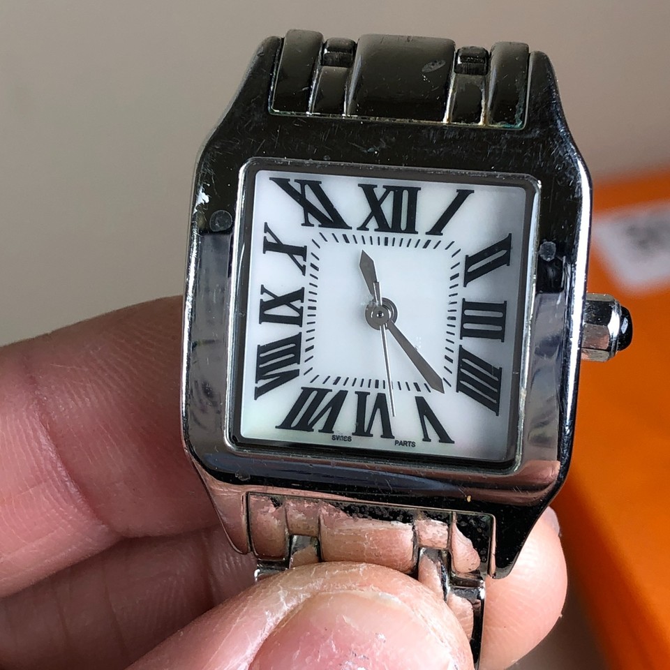 Bronzo Italia Women Tank Silver Tone Square Quartz Analog 26mm Watch 6 ...