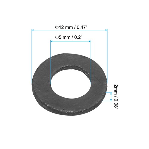 12pcs M5 Rubber Flat Washer 5mm ID 12mm OD 2mm Thick Sealing Spacer ...