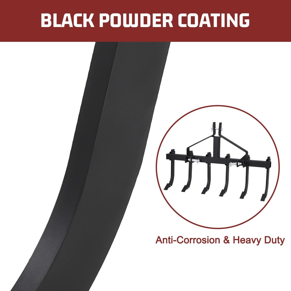 46" Plow Scarifier Implement with 6 Scarifier Shanks 3 Point Tiller for ...