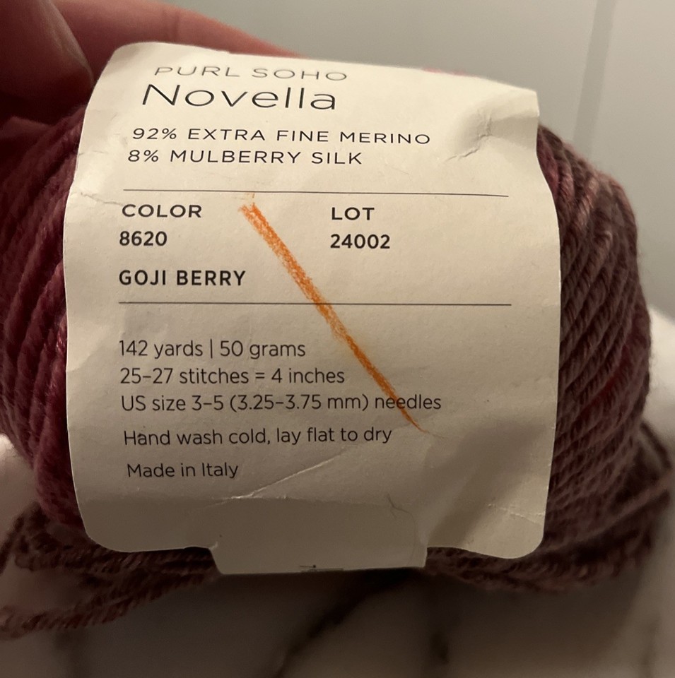 Purl Soho Novella Yarn 142 Yds 50 Grams 92% Extra Fine Merino 8% ...