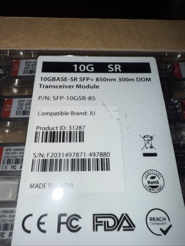 Lot Of 10 Fiberstore FS SFP-10GSR-85 10G SFP+ 850nm 300m IN comp ...