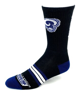 Los Angeles Rams Football Quad Stripe Black Deuce Crew Socks | eBay