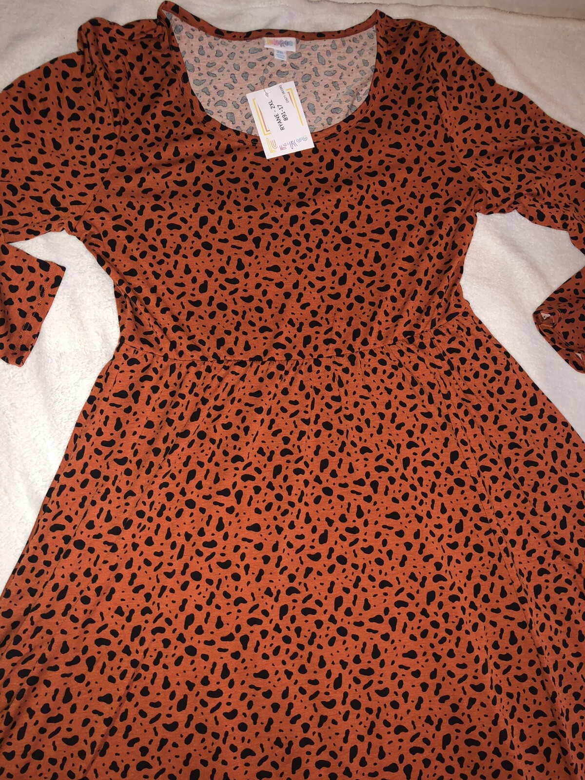 LuLaRoe Ryane Long Sleeve Empire Waist Dress Orange Animal Print 🦄2XL ...