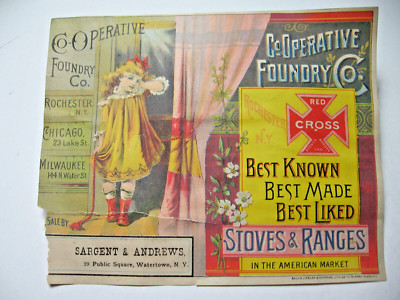 1880's era Red Cross Stoves & Ranges, Rochester, N.Y. Large Trade Card ...
