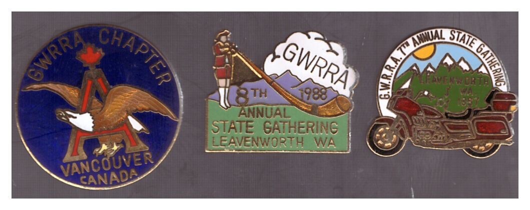 GWRRA Motorcycle pins: Vancouver; Leavenworth WA 8th Gathering 88 & 7th ...