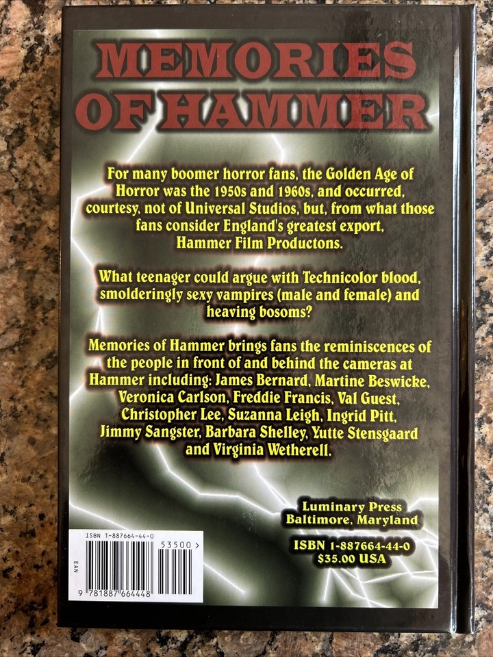 Memories Of Hammer Fanex Hardcover 2002 Luminary Press Hammer Horror ...