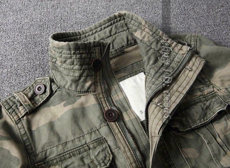Mens Camouflage Combat Field Jackets Vintage Military Pockets Army ...