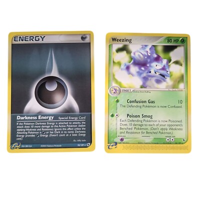 Pokemon TCG EX Ruby & Sapphire Weezing 24/109 + Darkness Energy 93/109 ...