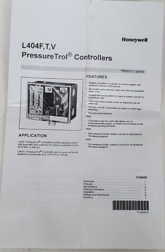 Honeywell L404F 1078 PressureTrol Controller | eBay
