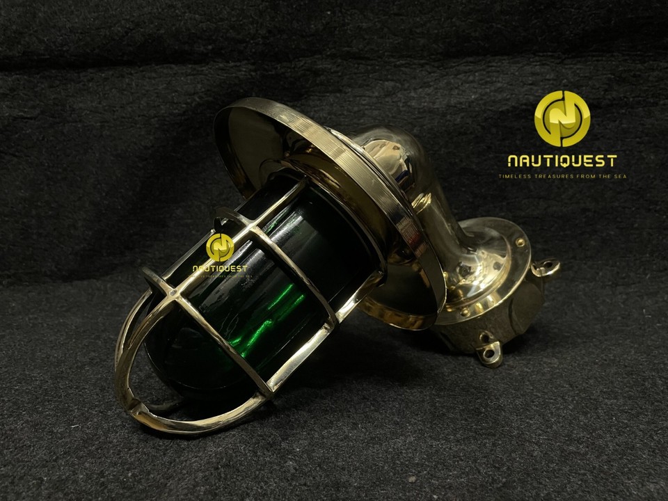 Vintage Brass Nautical Wall Light Pair – Red & Green Lens, Ship Passage ...