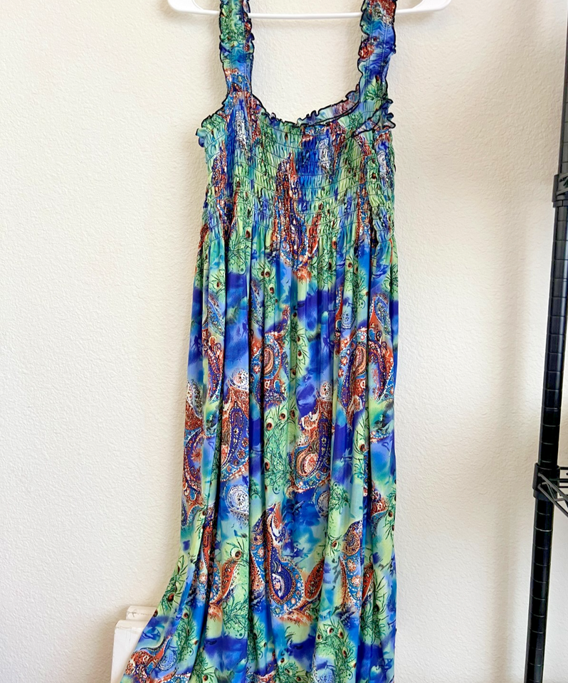 Women's WinWin Fashion Sundress Stretch Bodice Size 2-3X Colorful Silky ...