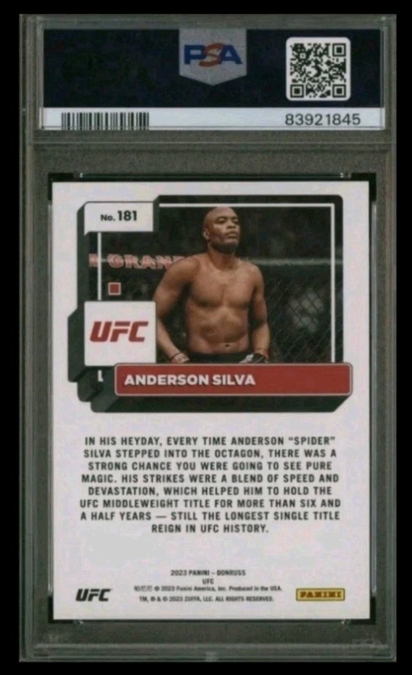 023 Panini Donruss UFC Anderson Silva Blue Laser Holo /49 Graded PSA 9 ...