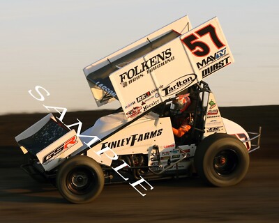 KYLE LARSON #57 FINLEY FARMS SPRINT CAR RACING ON TRACK 8X10 GLOSSY ...