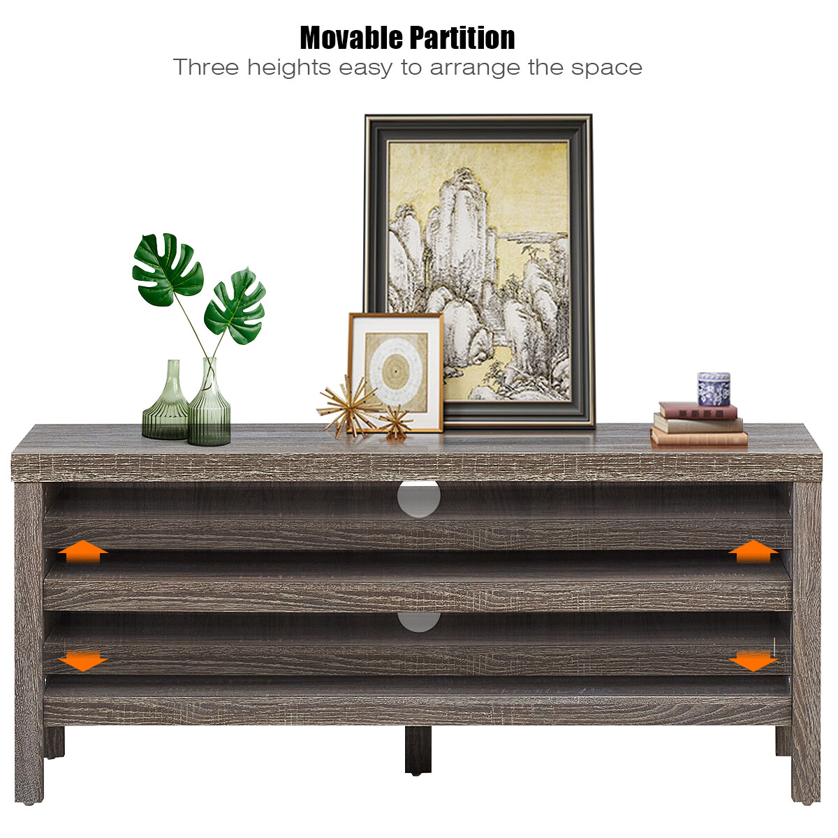 3-Tier TV Stand Media Console Cabinet for TV's up to 45" Storage Shelf ...