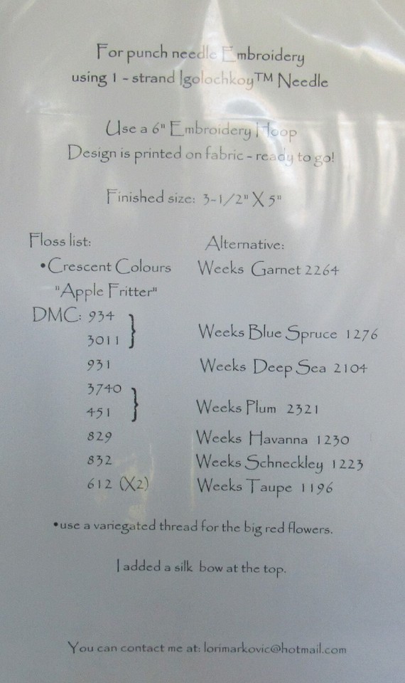 La-D-Da HEART BOUQUET Ornament Russian Punch Needle Embroidery Pattern ...