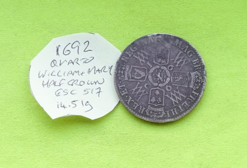 1692 Silver HALF CROWN Coin King William & Mary (1688-94) (14.51grams ...