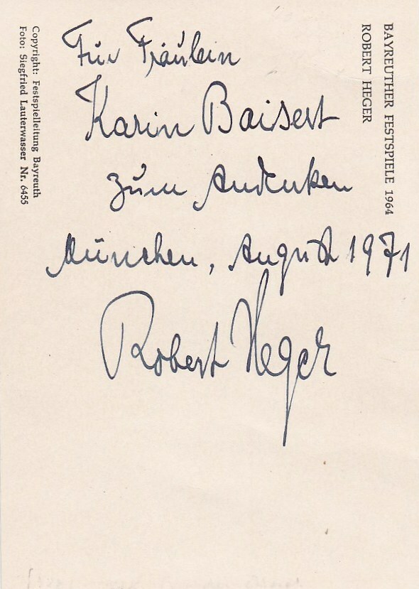 ROBERT HEGER Conductor & Composer autographed Bayreuth Festspiele ...