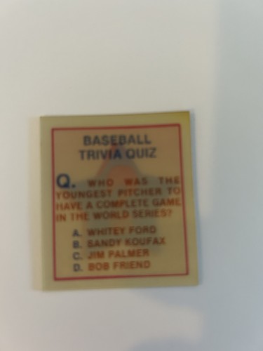 1986 Sportflics #84 Baseball Trivia Quiz Trivia Cards | eBay