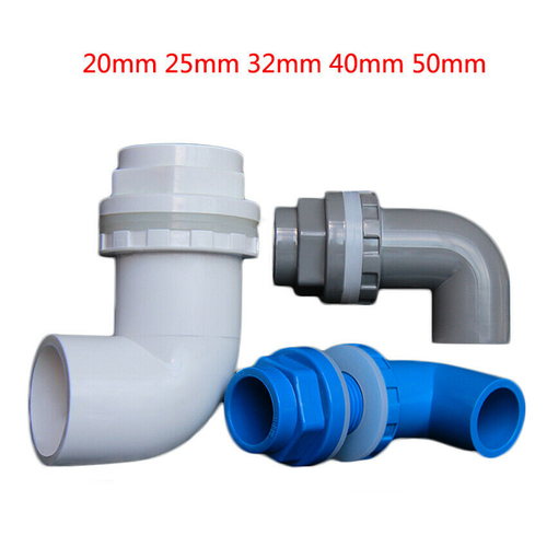 20-50mm U-PVC Fish Tank Inlet Outlet Water Pipe Elbow Fitting Adapter ...